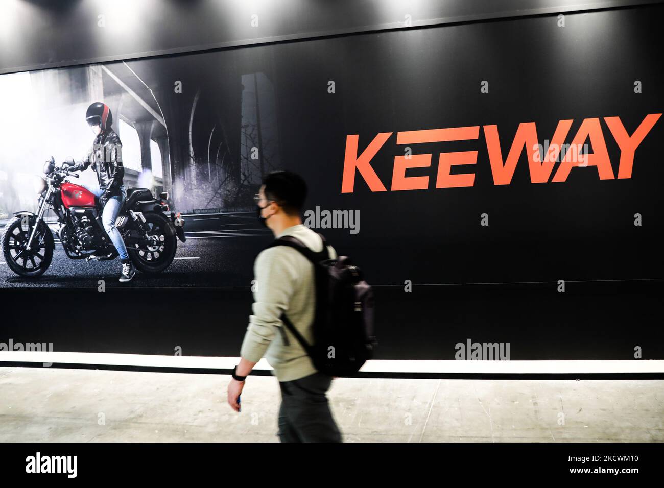 Keeway logo is seen during the EICMA motorcycle show in Milan, Italy on ...