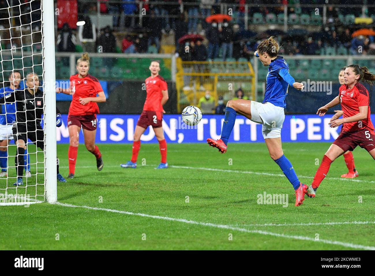 Italy's forward Cristiana Girelli misses a scoring change during the ...
