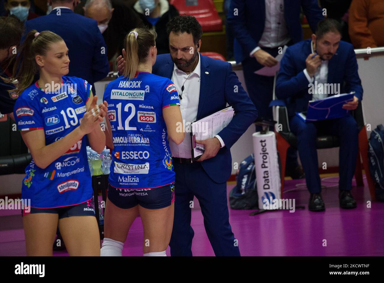 Head Coach Stefano Lavarini (Novara) and MICHA DANIELLE HANCOCK (Novara ...