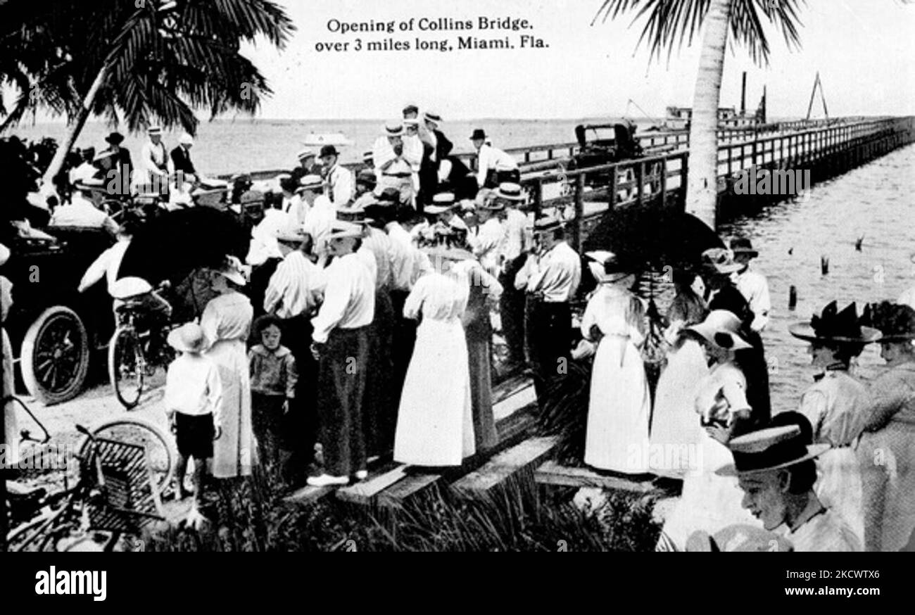 Collins Bridge, the first bridge built to connect Miami and Miami Beach ...