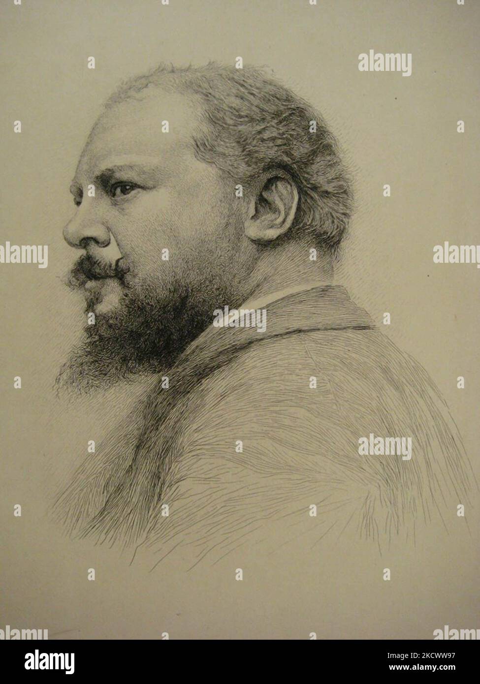 Portrait of Eugène Demolder (1862-1919). Etching by Auguste Danse Stock ...