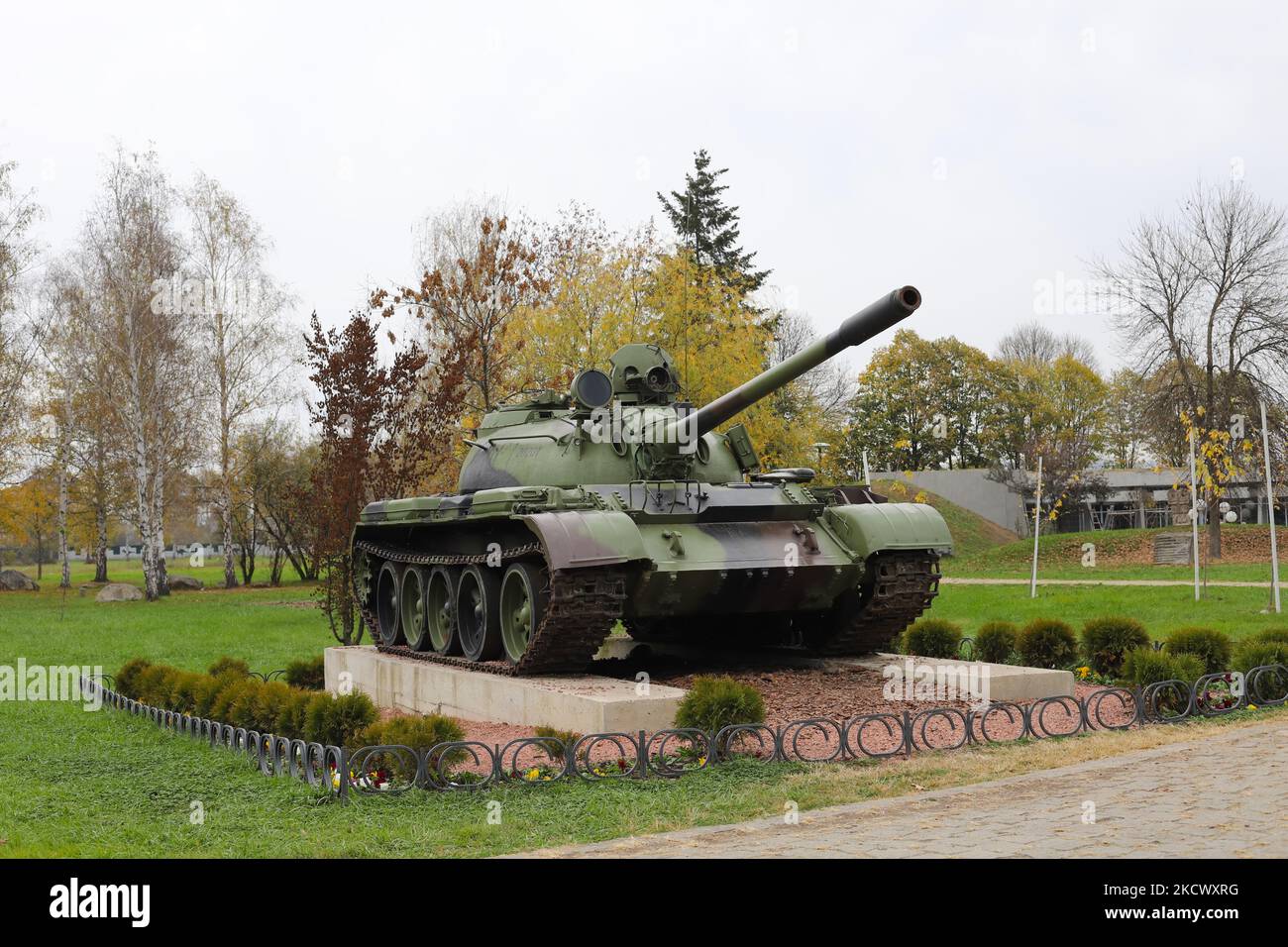 Green tank on a display Stock Photo - Alamy