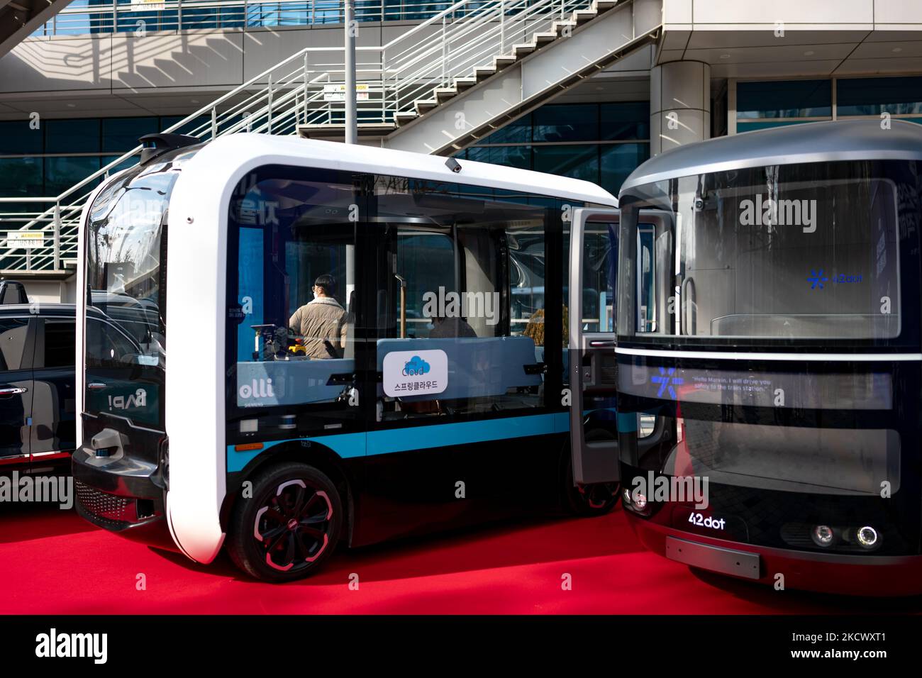 The autonomous vehicles on display during the "First Commercialized of ...