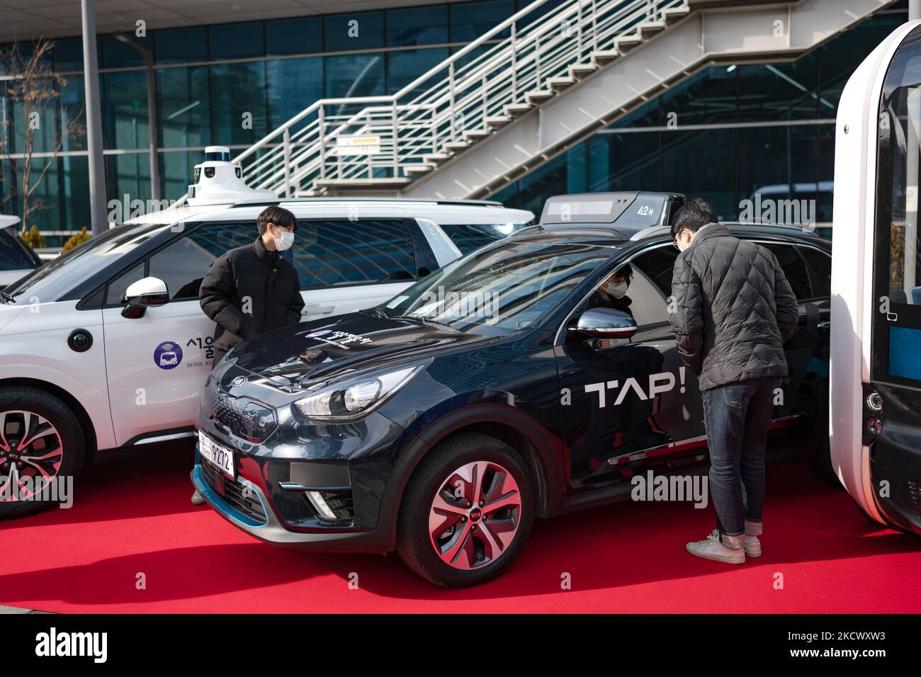 The autonomous vehicles on display during the "First Commercialized of ...