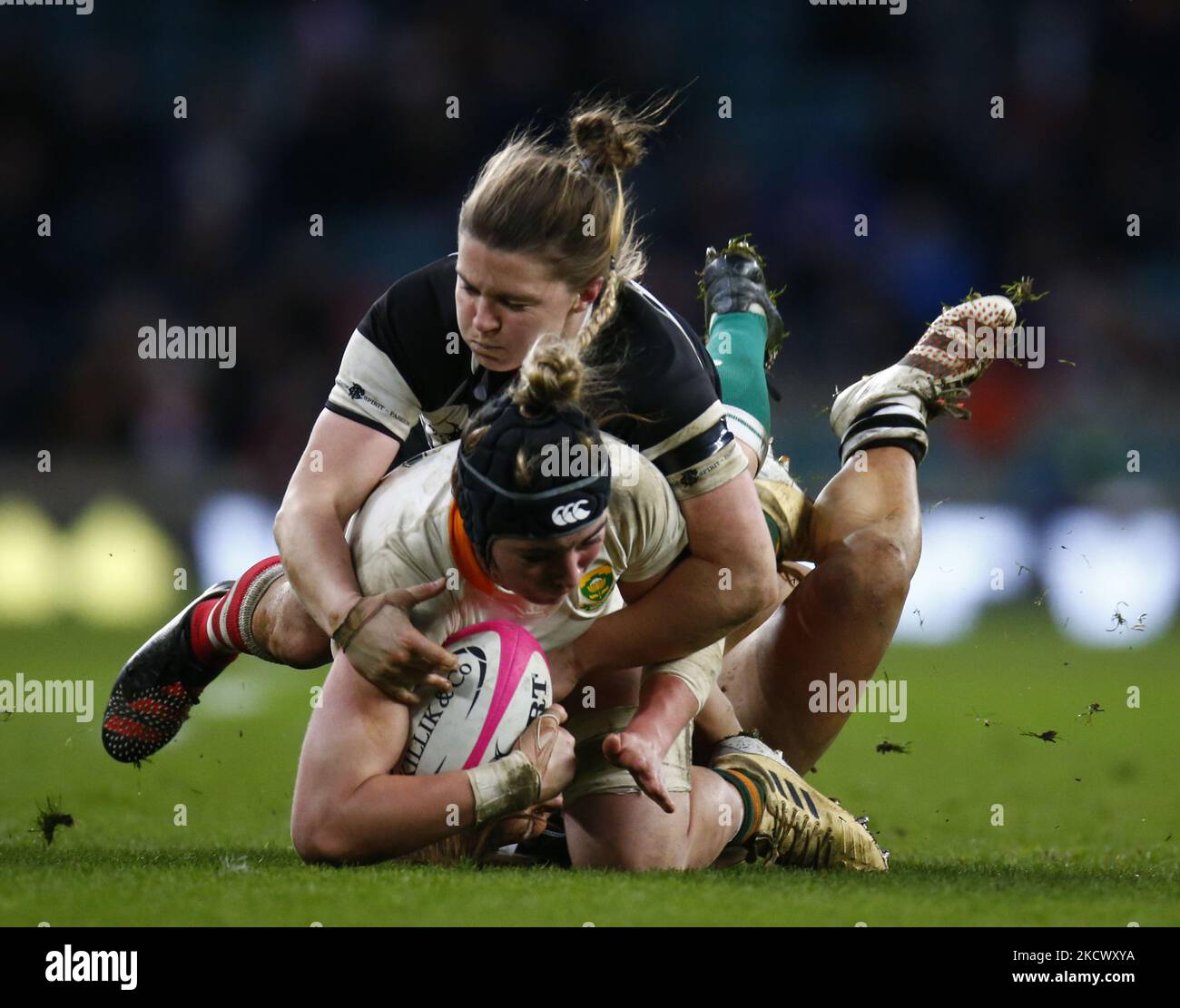 Ciara Griffin (UL Bohemians) of Barbarians tackles Catha Jacobs (Blue ...