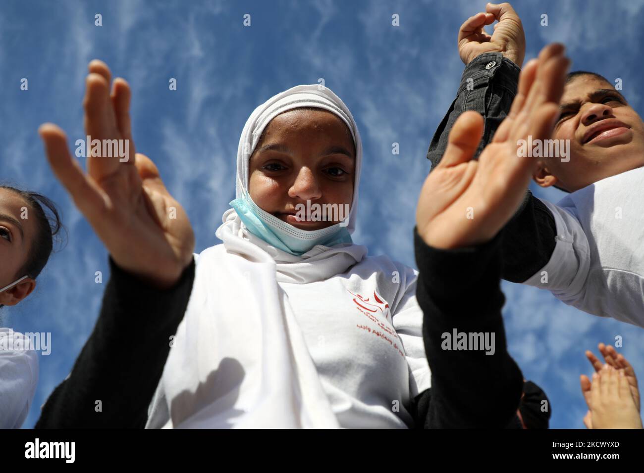 Disabled palestinian children participate in a rally marking the ...