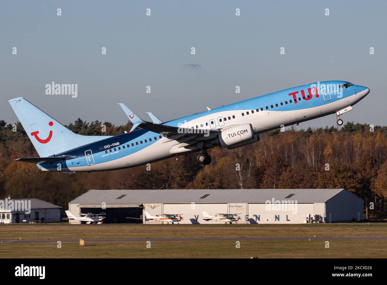 TUI Airlines Belgium Boeing 737-800 aircraft as seen departing from ...