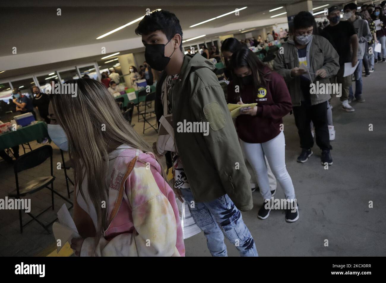Young people aged 15-17 years inside the Mexico City Arena before being ...