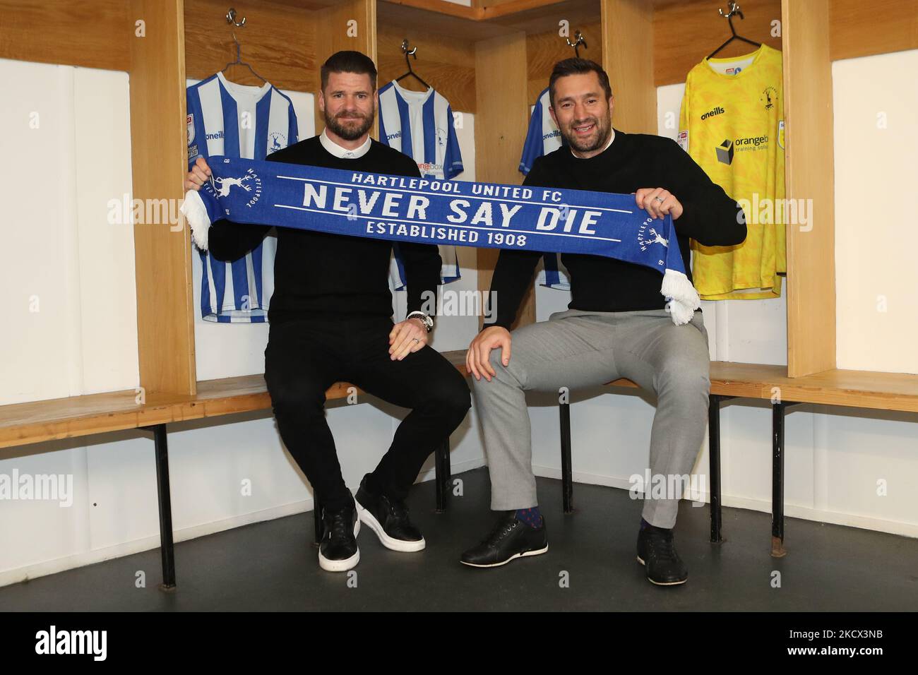 Graham Lee (r) is unveiled as the new Hartlepool United manager with ...