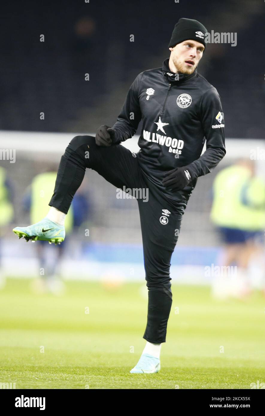 Mathias Jensen of Brentford during the pre-match warm-up during Premier ...