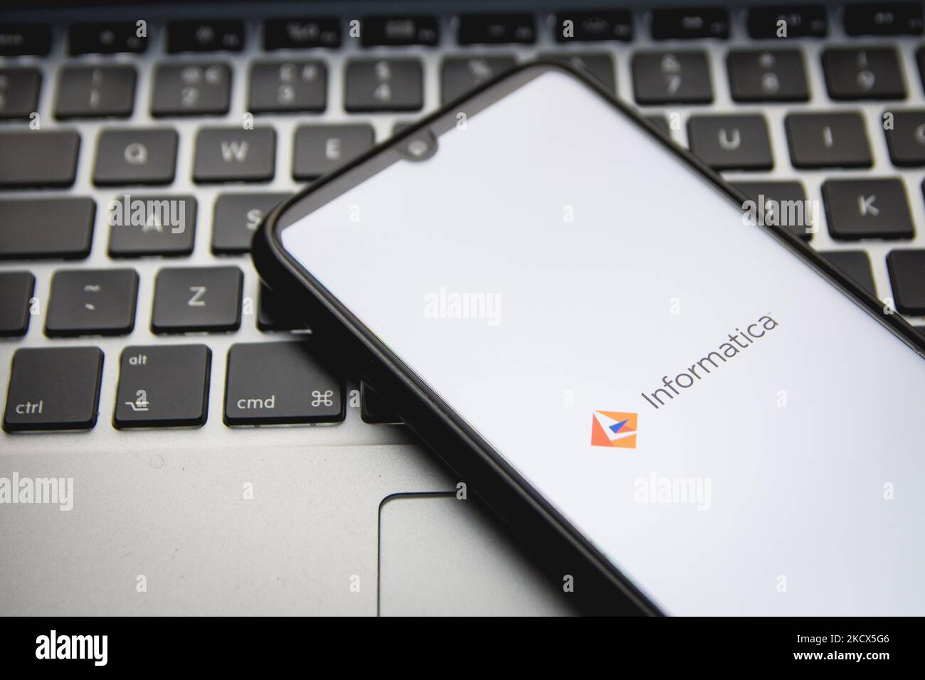 In this photo illustration an Informatica logo seen displayed on a ...