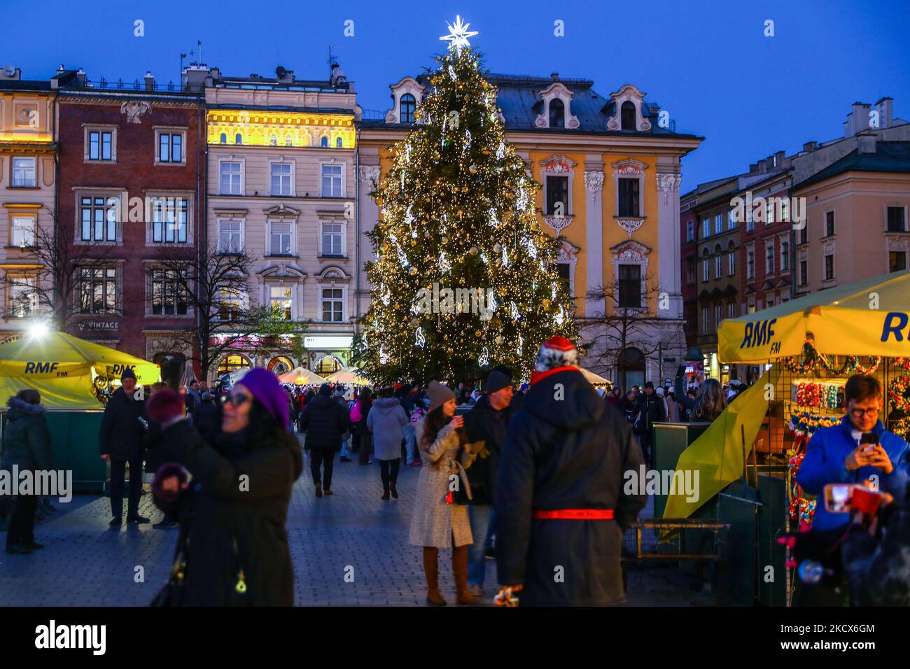 Traditional Christmas market and Christmas Tree at the Main Square in ...