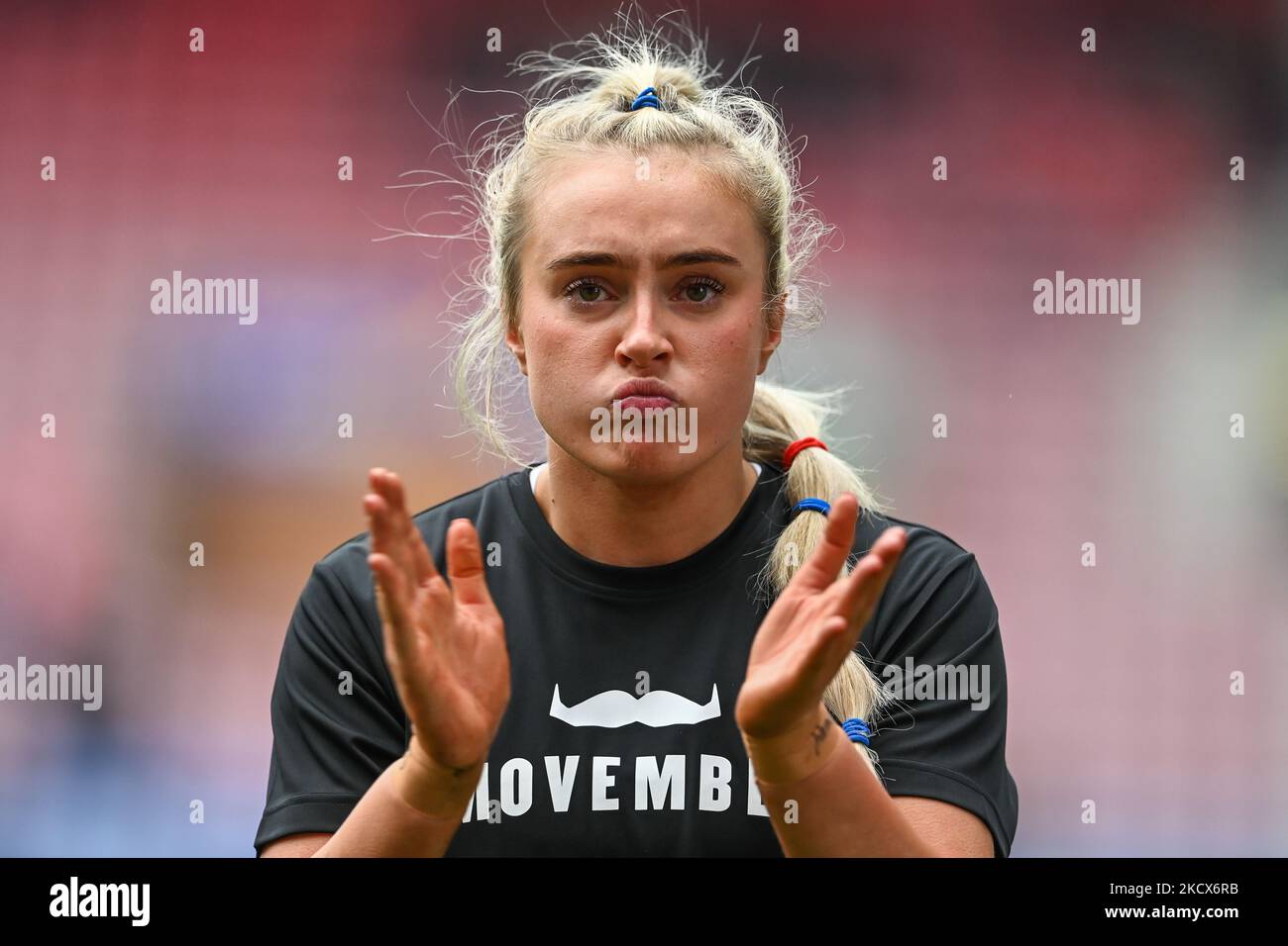 Paige Travis during pre match warm up ahead of the Women's Rugby League ...