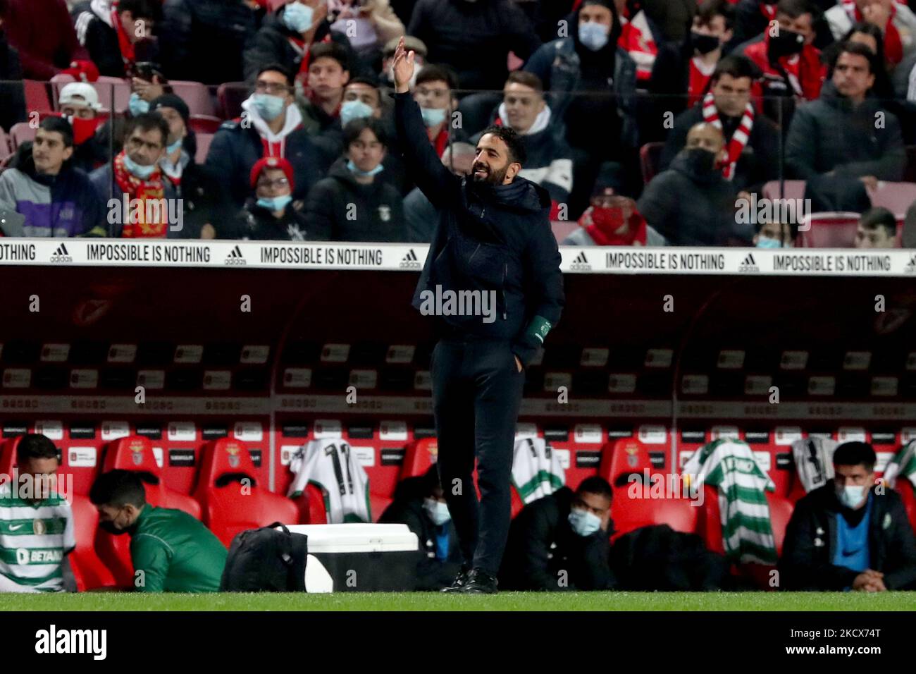 Sporting's head coach Ruben Amorim gestures during the Portuguese ...