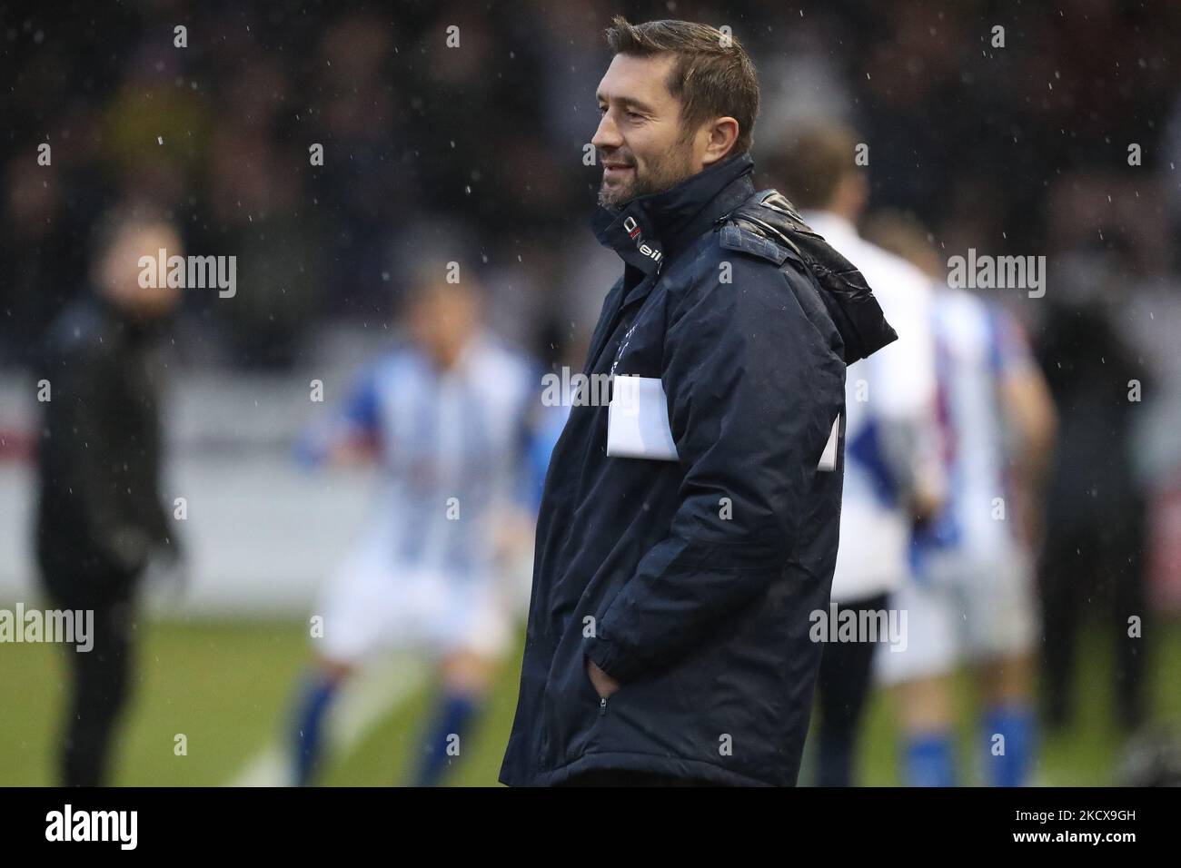 Hartlepool United manager Graeme Lee during the FA Cup match between ...