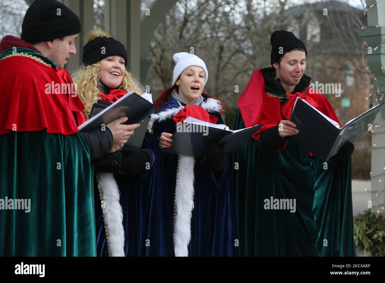 Christmas carolers perform Christmas traditional carols during a ...