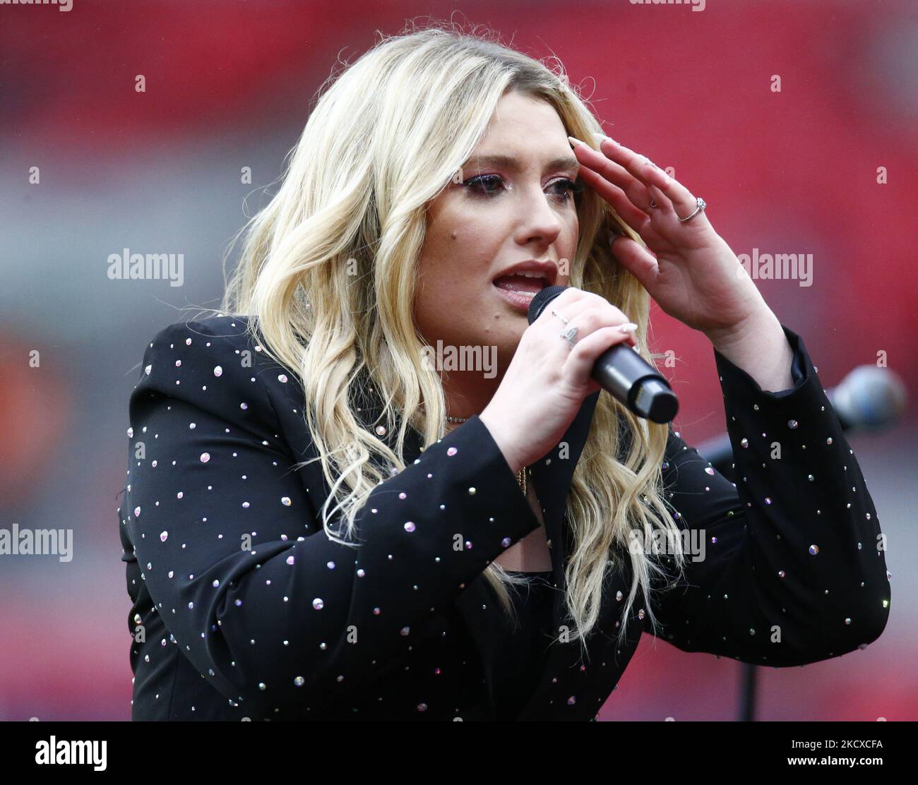 Singer Ella Henderson perform before the Vitality Women's FA Cup Final ...