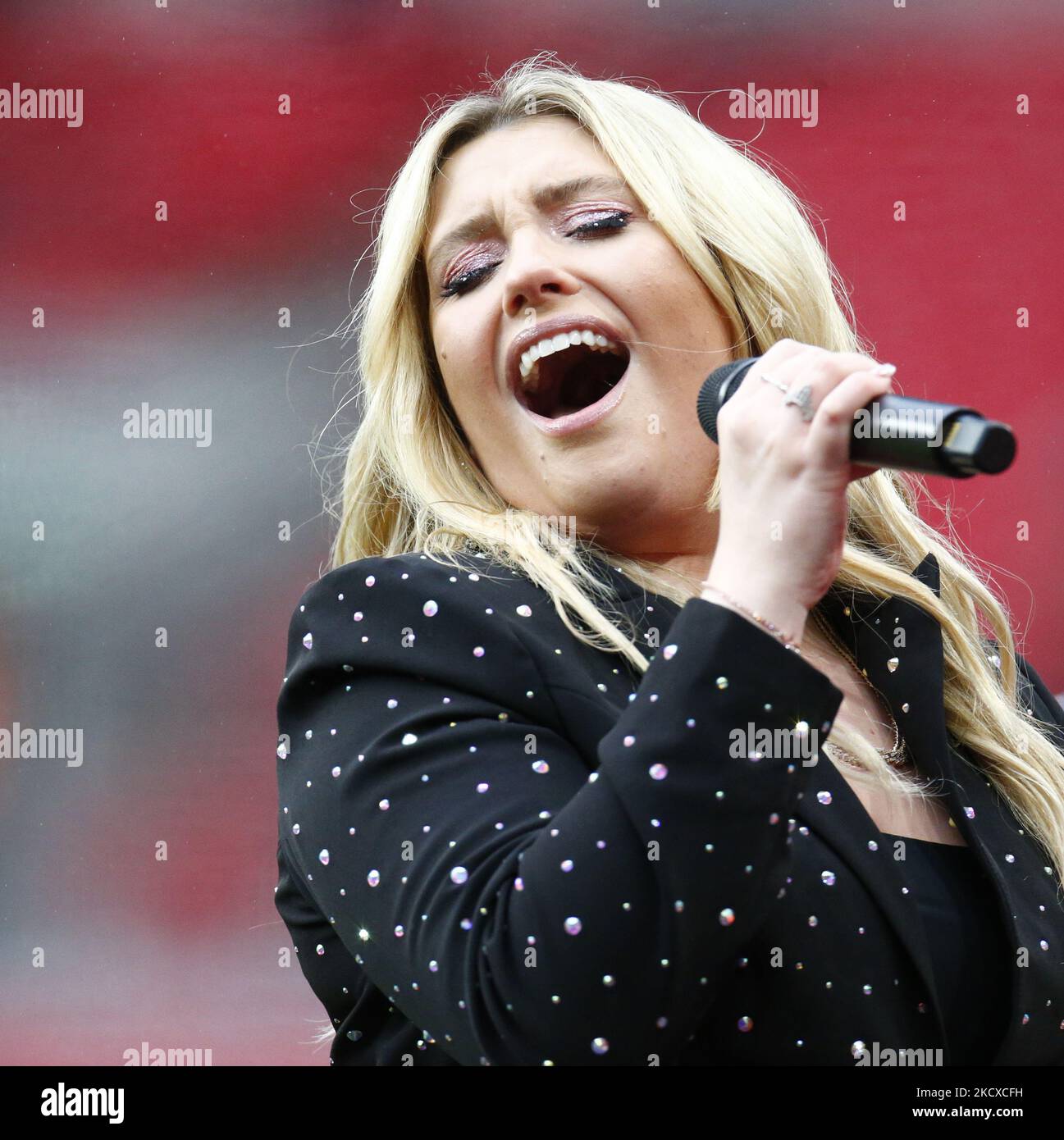 Singer Ella Henderson perform before the Vitality Women's FA Cup Final ...
