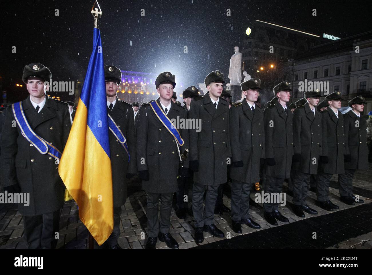 Ukrainian servicemen attend an official ceremony to hand over of 13 ...