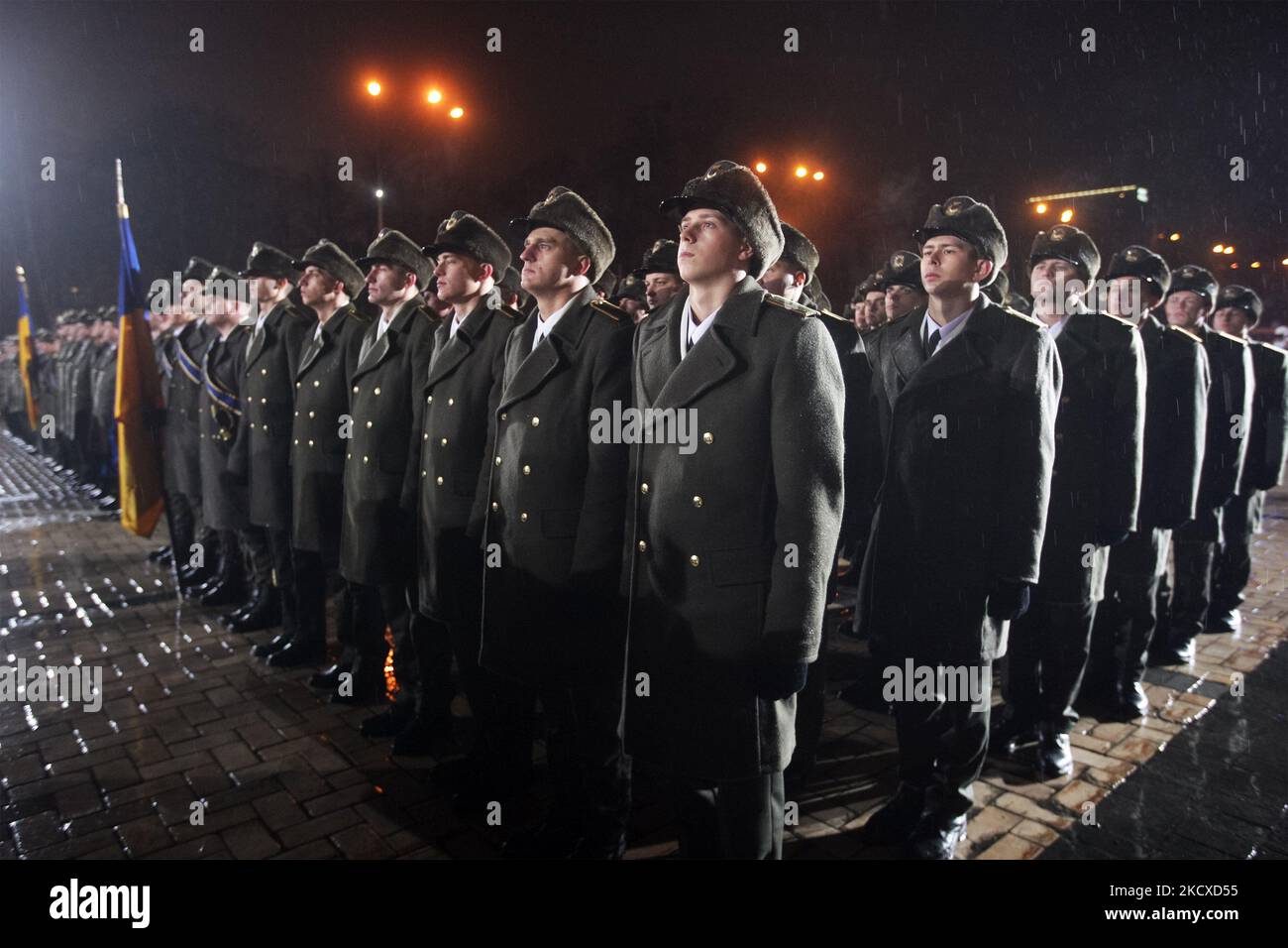 Ukrainian servicemen attend an official ceremony to hand over of 13 ...