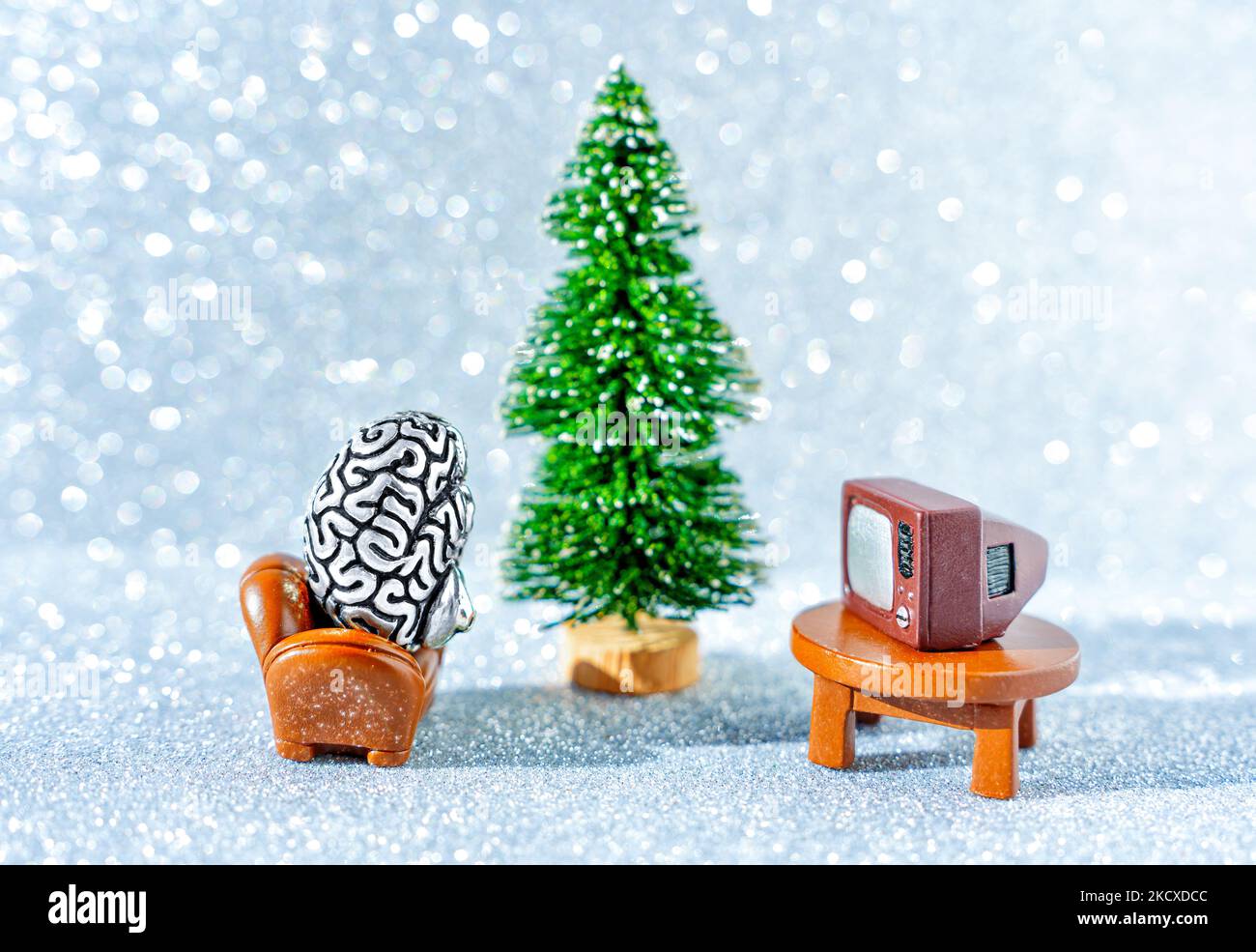 Creative Christmas brainwashing concept: anatomical copy of a human ...