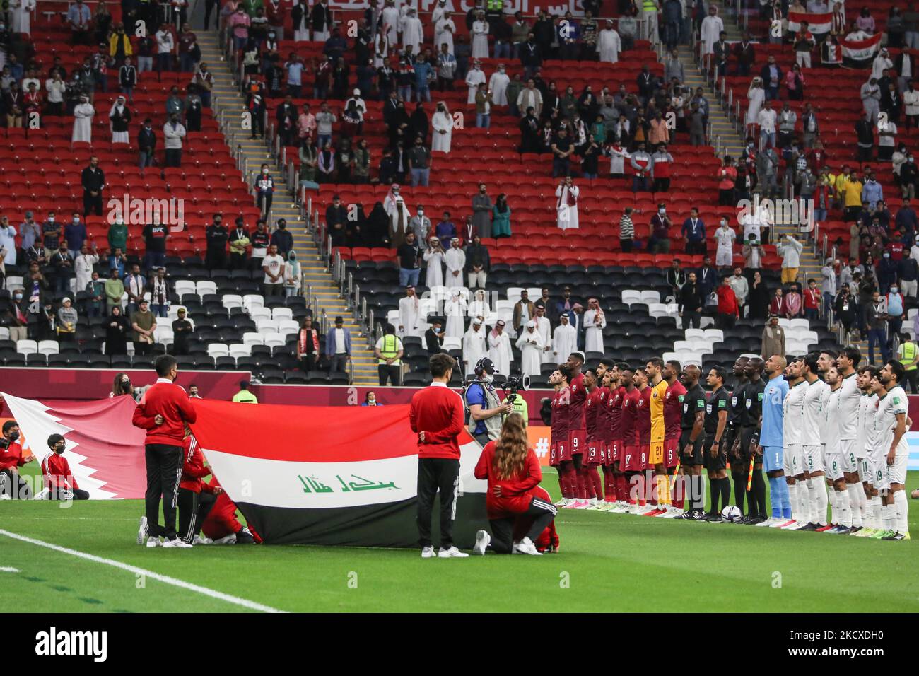 General view inside the stadium as players line up prior to the FIFA ...
