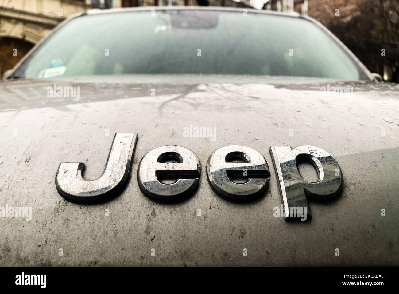 Jeep logo is seen on the car in Krakow, Poland on December 7, 2021 ...