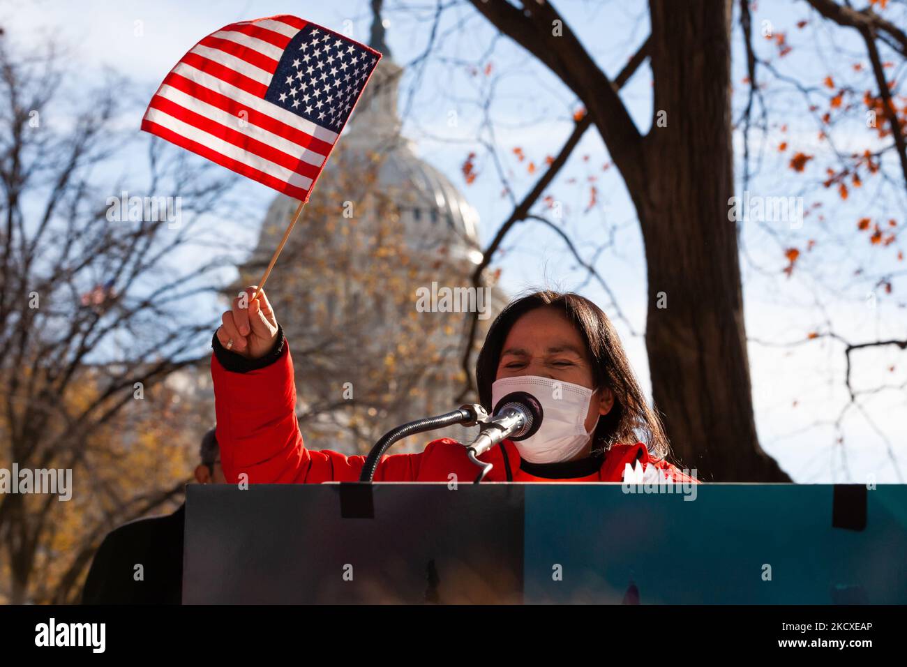 An immigrants' rights activist gives an impassioned speech demanding ...