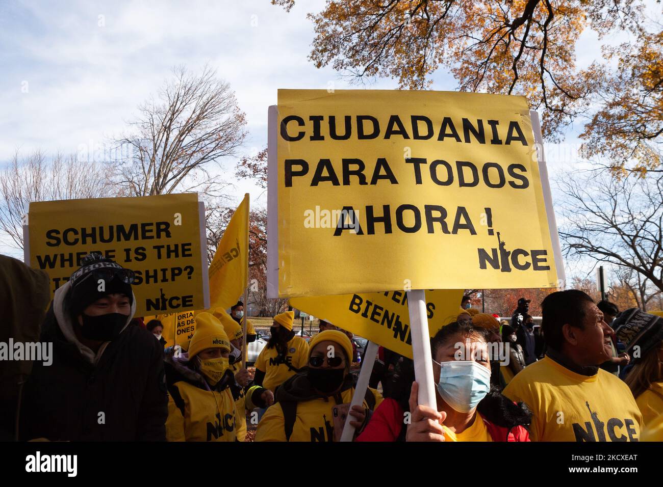 A member of New Immigrant Community Empowerment (NICE) of New York ...