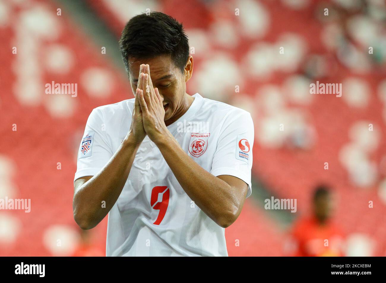 Than Paing of Myanmar celebrates after scoring the first goal during ...