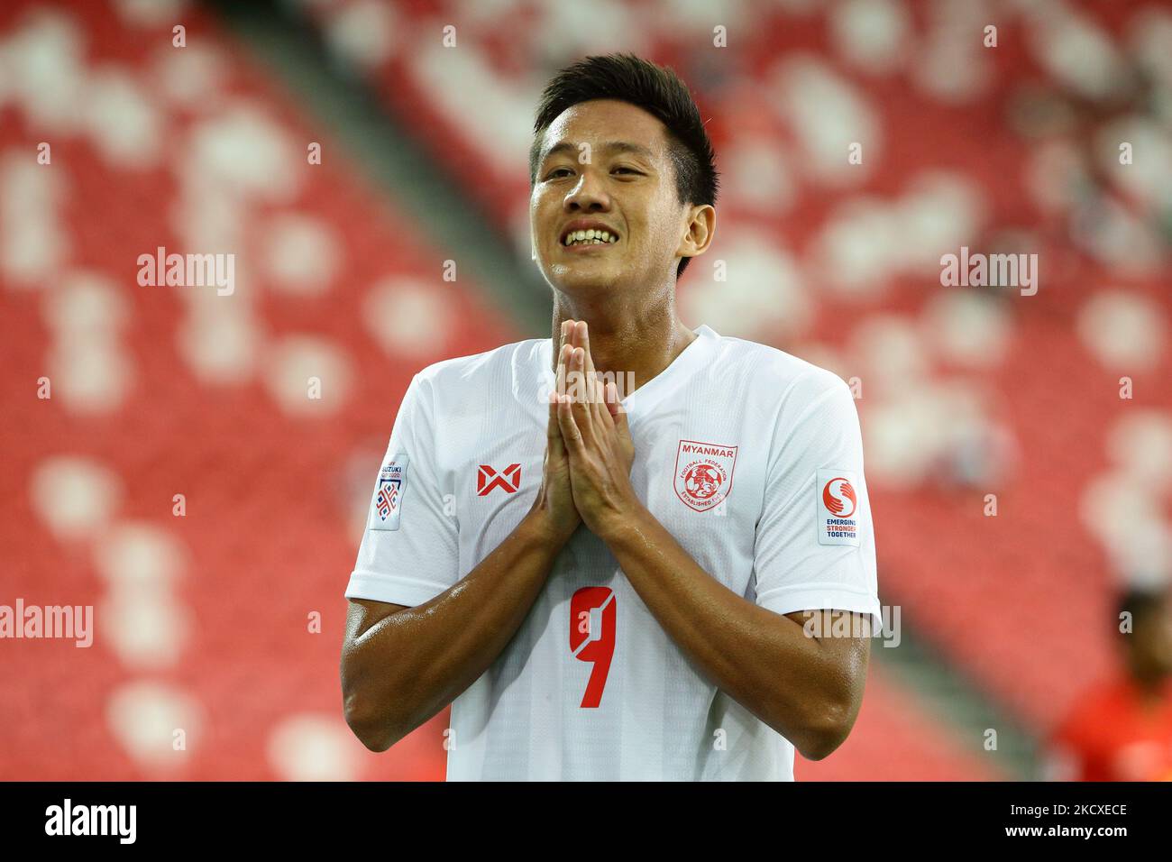 Than Paing of Myanmar celebrates after scoring the first goal during ...