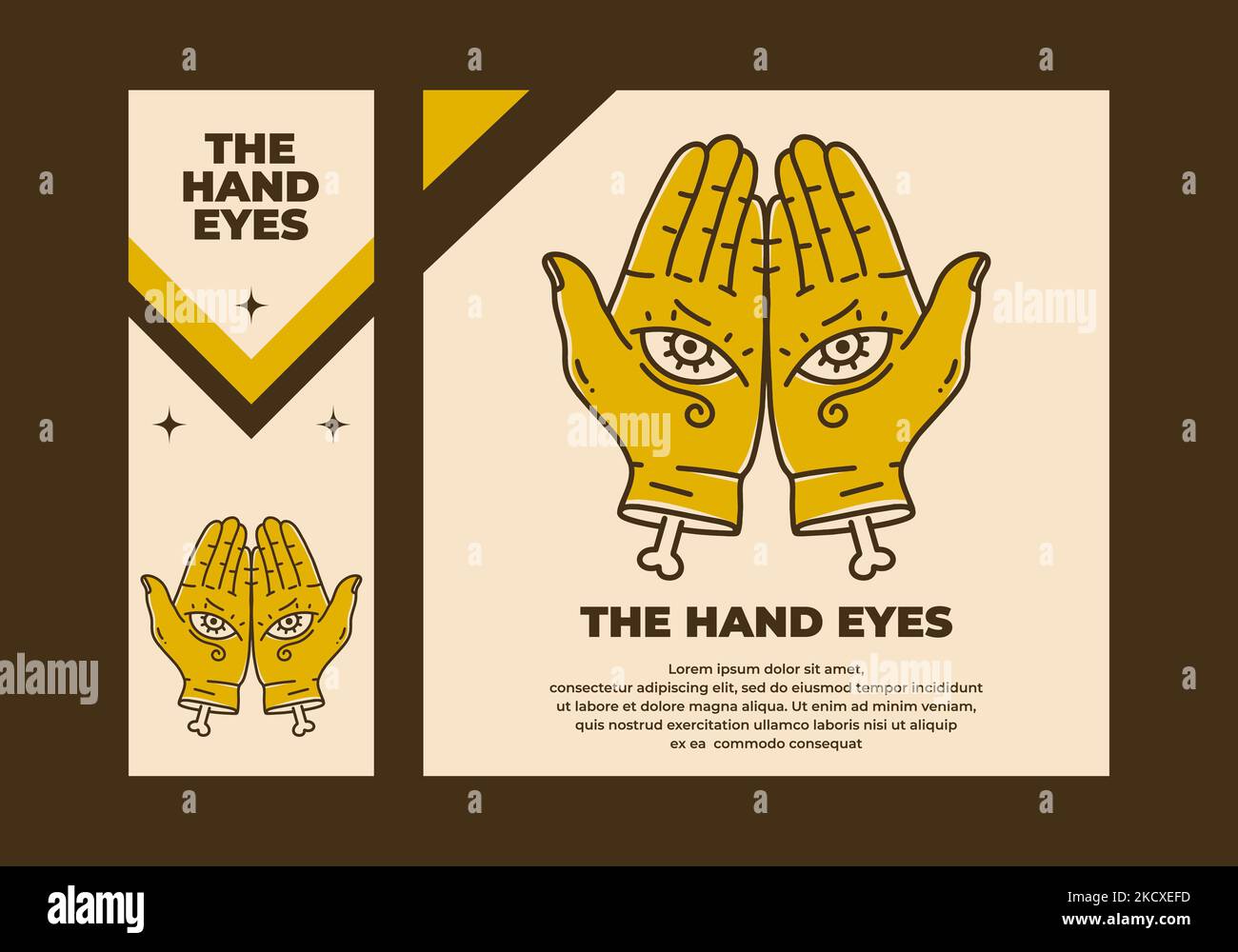 Vintage art illustration design of two hand with eyes Stock Vector ...