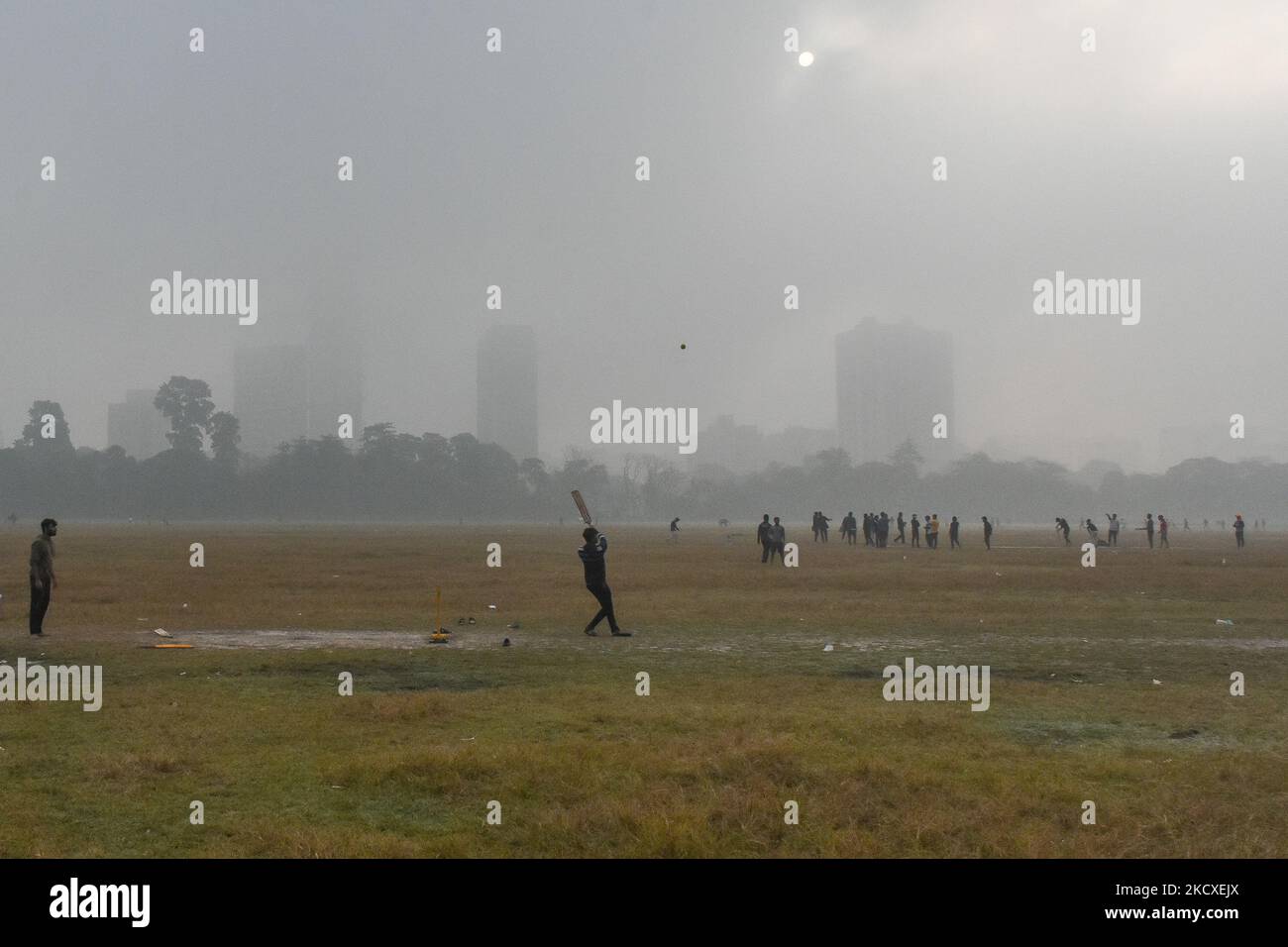 A smog covered field as seen in Kolkata , India , on 8 December 2021 ...