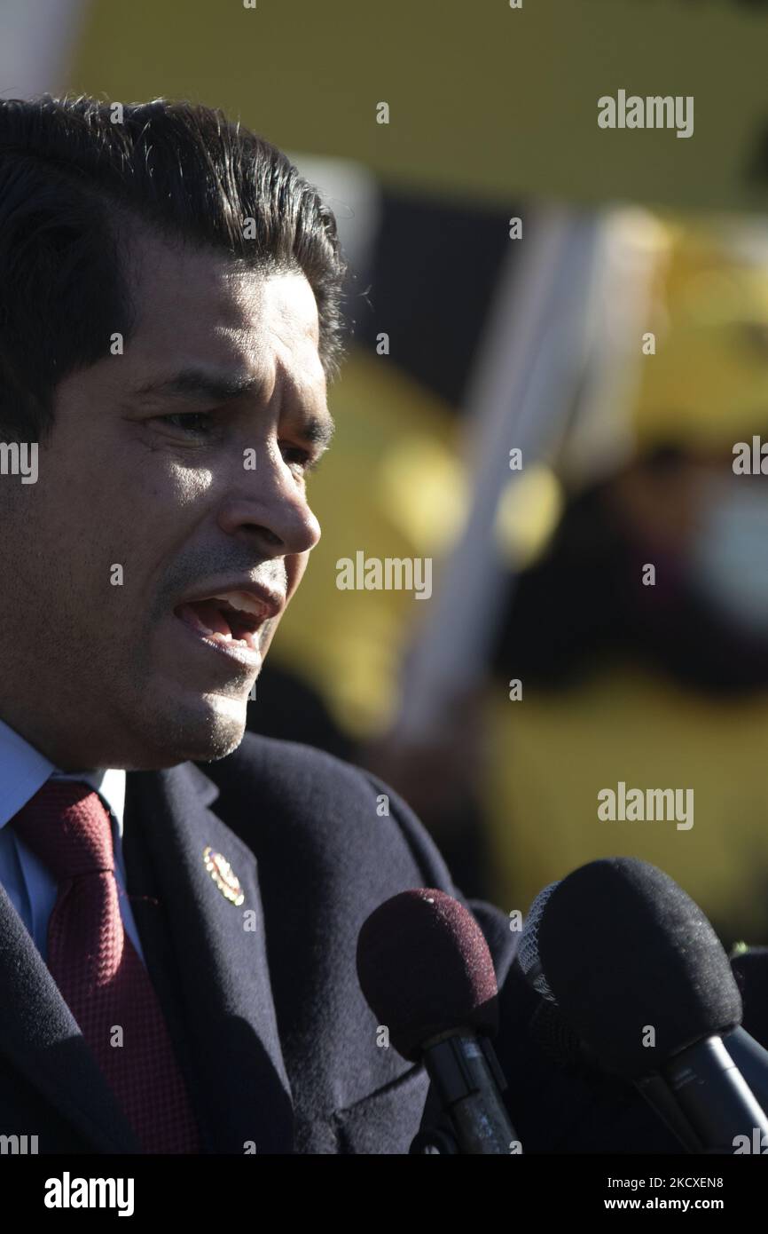 U.S. Rep. Jimmy Gomez (D-CA) speaks at a pro-immigrants rights rally ...