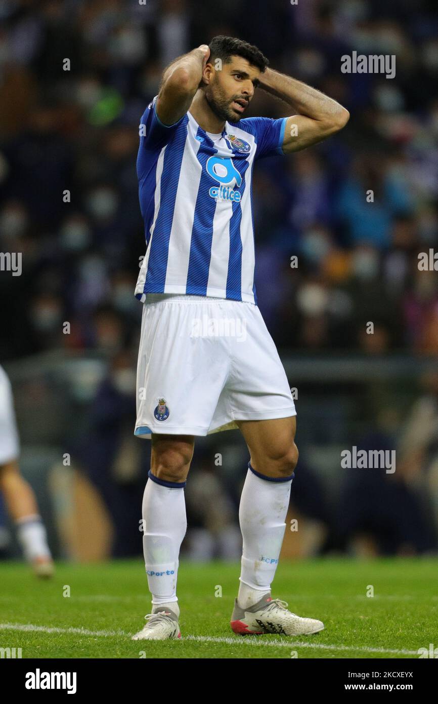 Porto's Iranian forward Mehdi Taremi reacts in action during the UEFA ...
