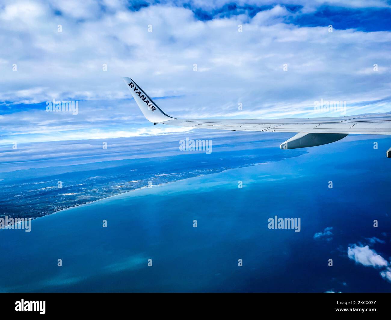 A view from the window of the Ryanair Boeing 737-800 on December 8 ...