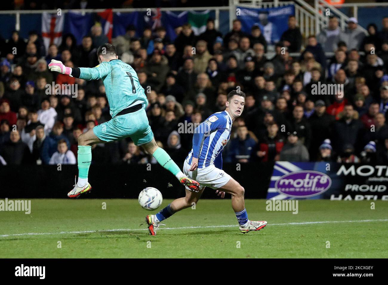 Rochdale's Jay Lynch and Luke Molyneux of Hartlepool United during the ...