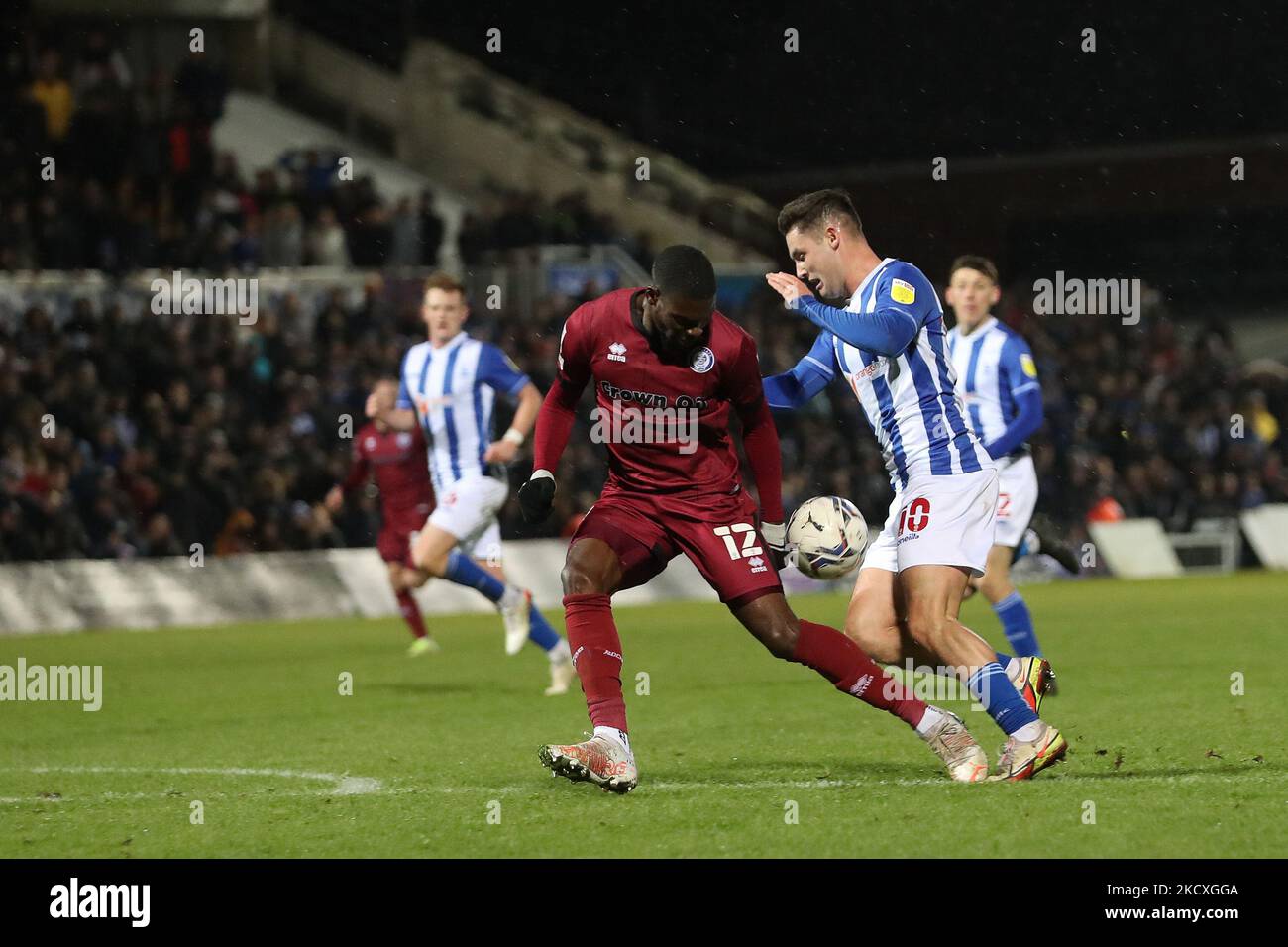 Luke Molyneux of Hartlepool United and Jeriel Dorsett of Rochdale ...
