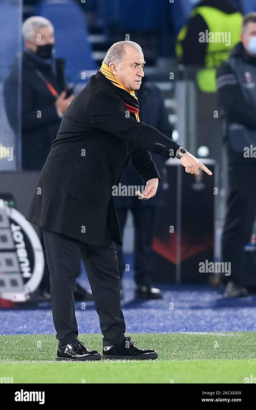 Fatih Terim manager of Galatasaray gestures during the UEFA Europa ...