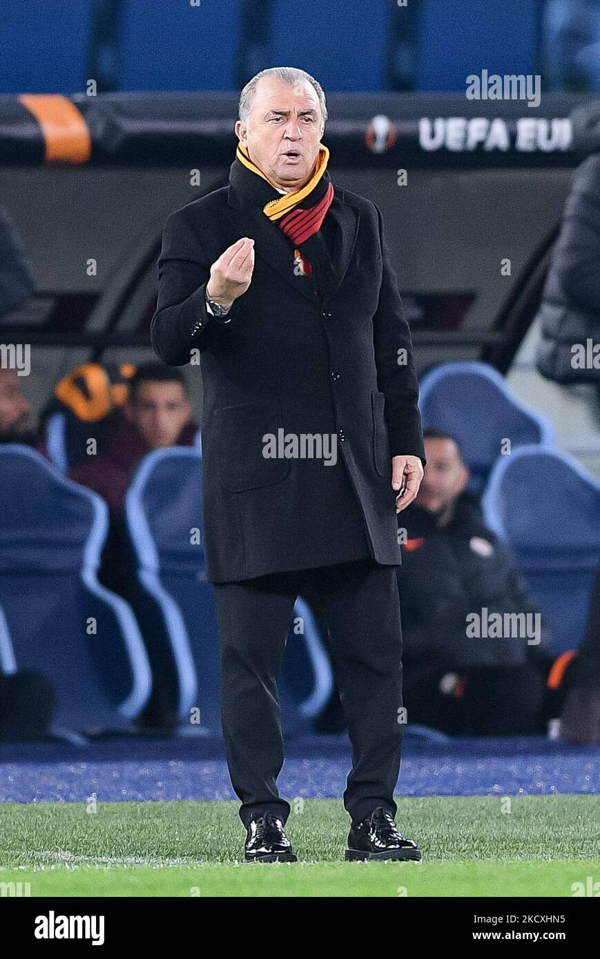 Fatih Terim manager of Galatasaray gestures during the UEFA Europa ...