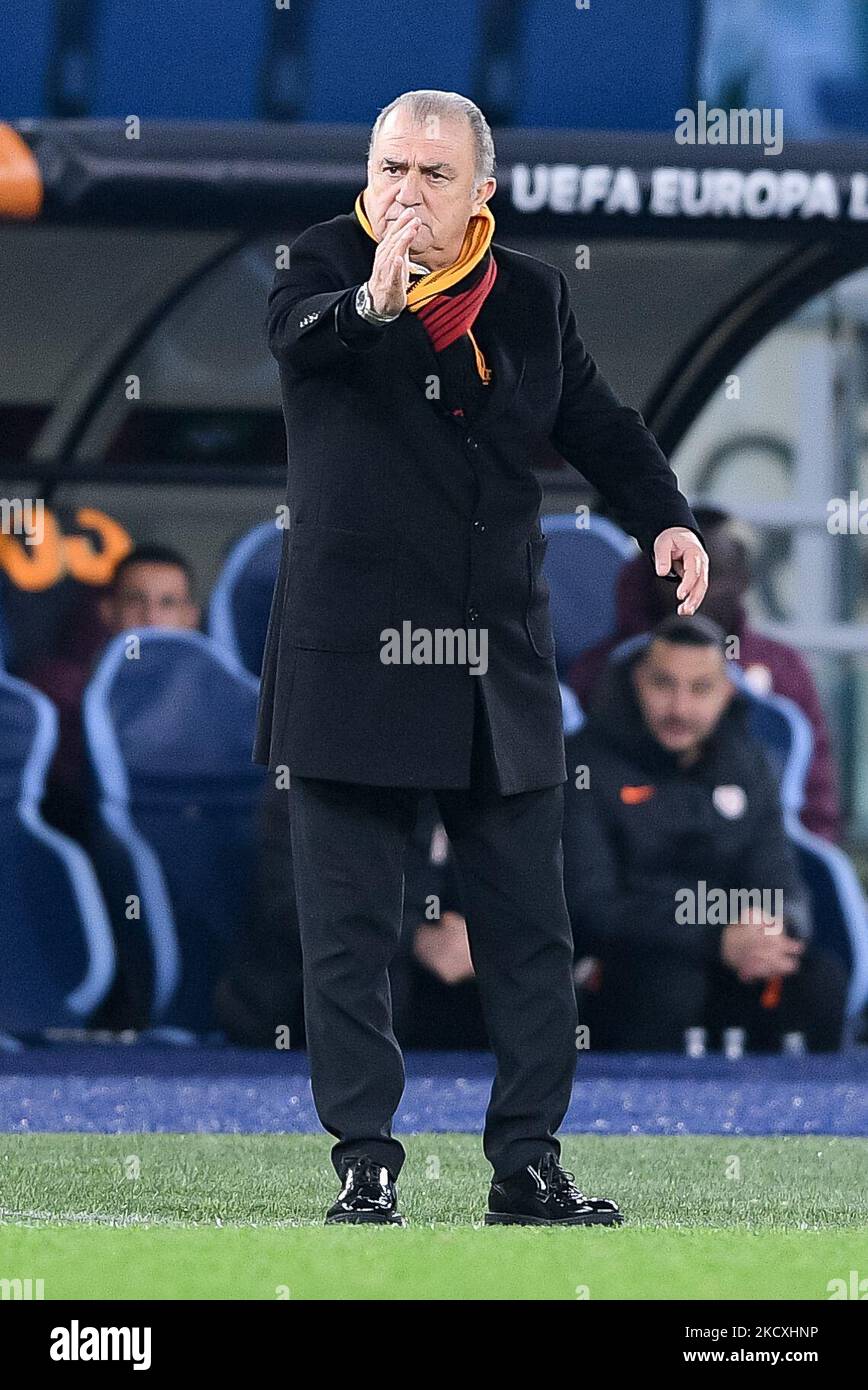 Fatih Terim manager of Galatasaray gestures during the UEFA Europa ...