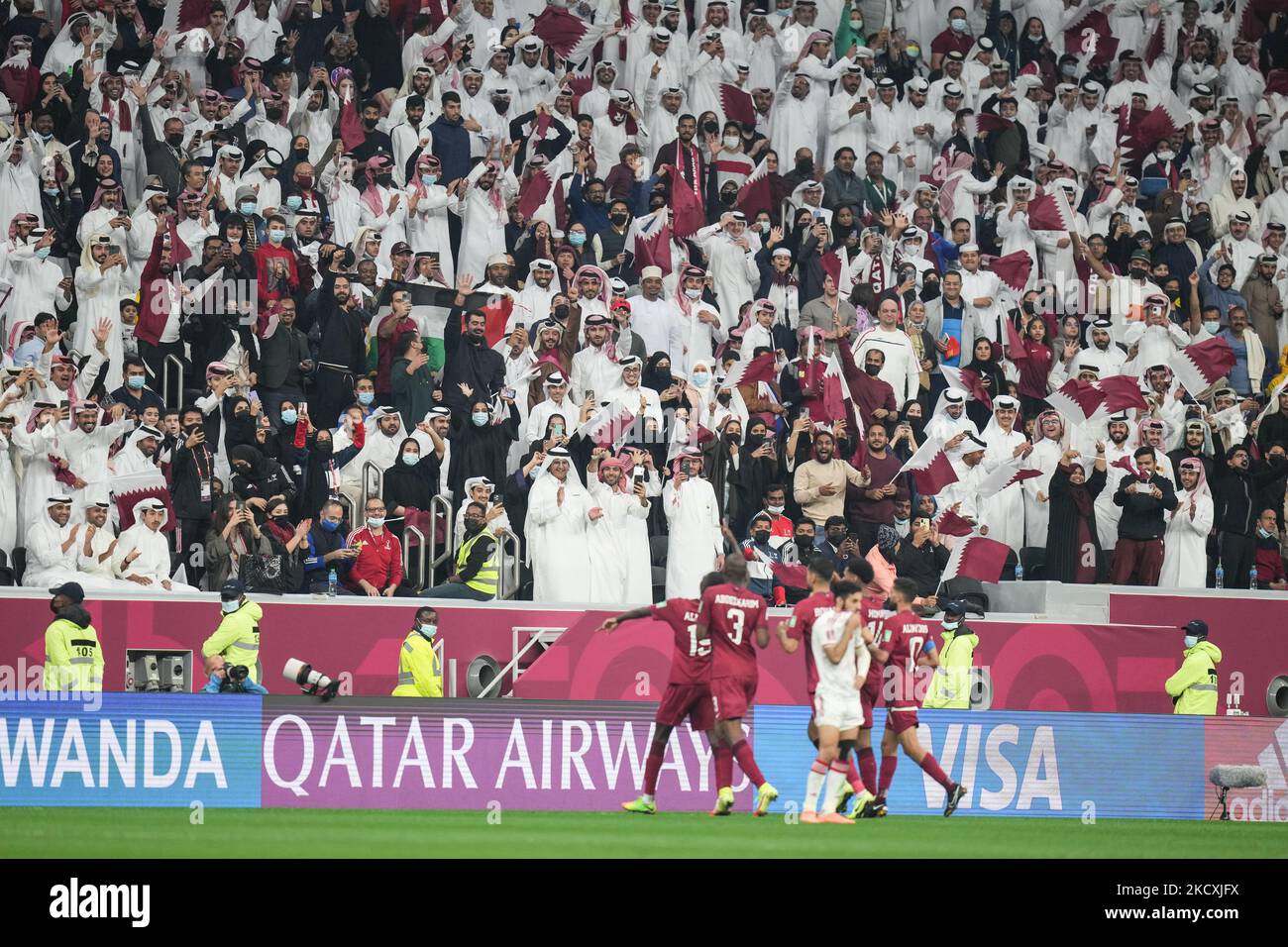 (19) Almoez Ali of Qatar celebrates after scoring a goal to make it 5-0 ...