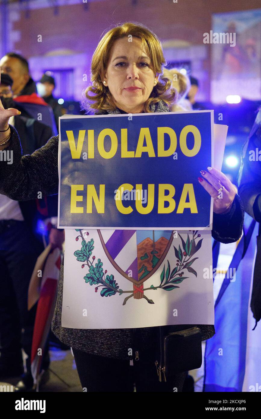 Several people participates in a demonstration in support of the Cuban ...