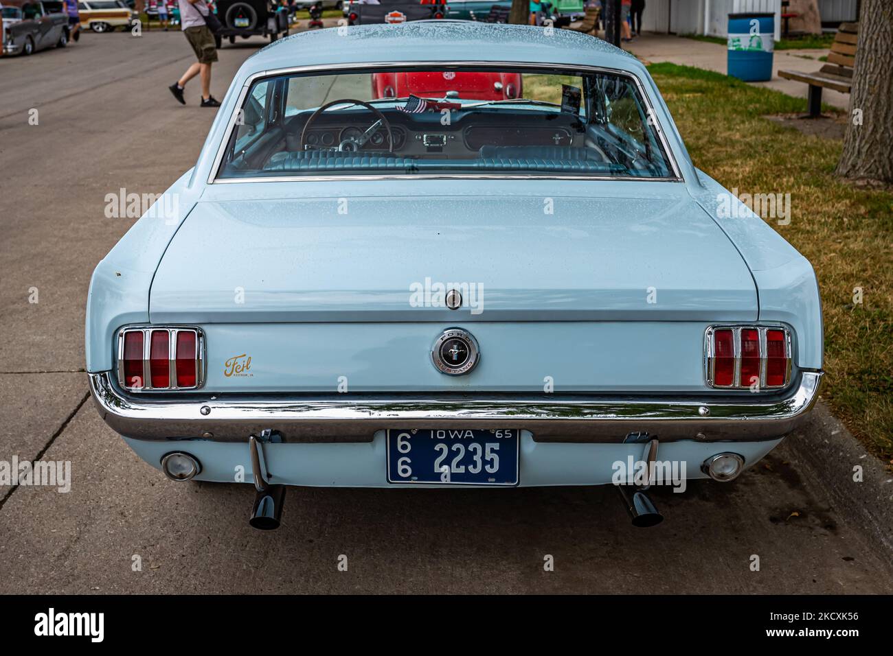 Des Moines, IA - July 01, 2022: High perspective rear view of a 1965 ...