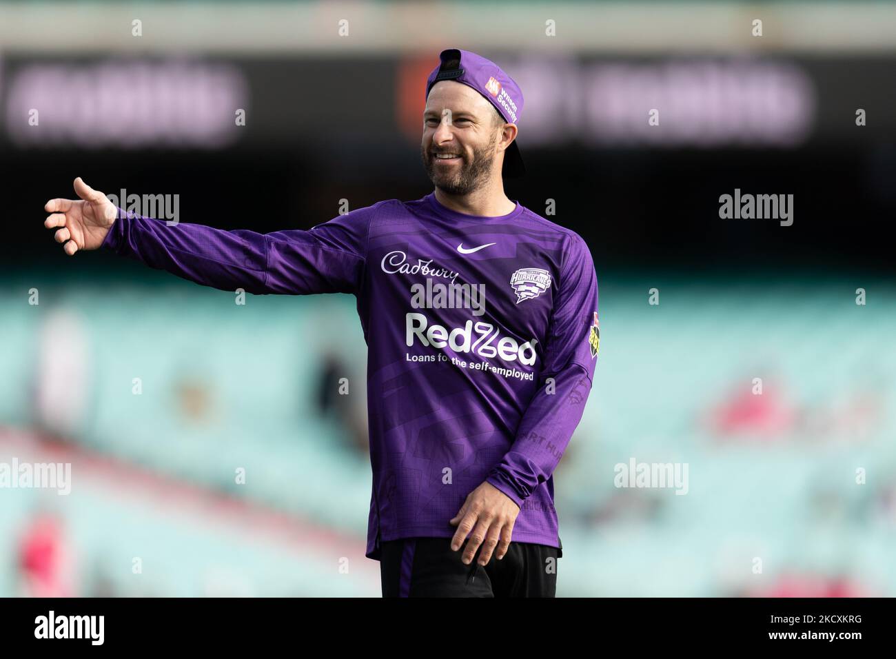 Matthew Wade Captain of Hobart Hurricane look on during the match ...