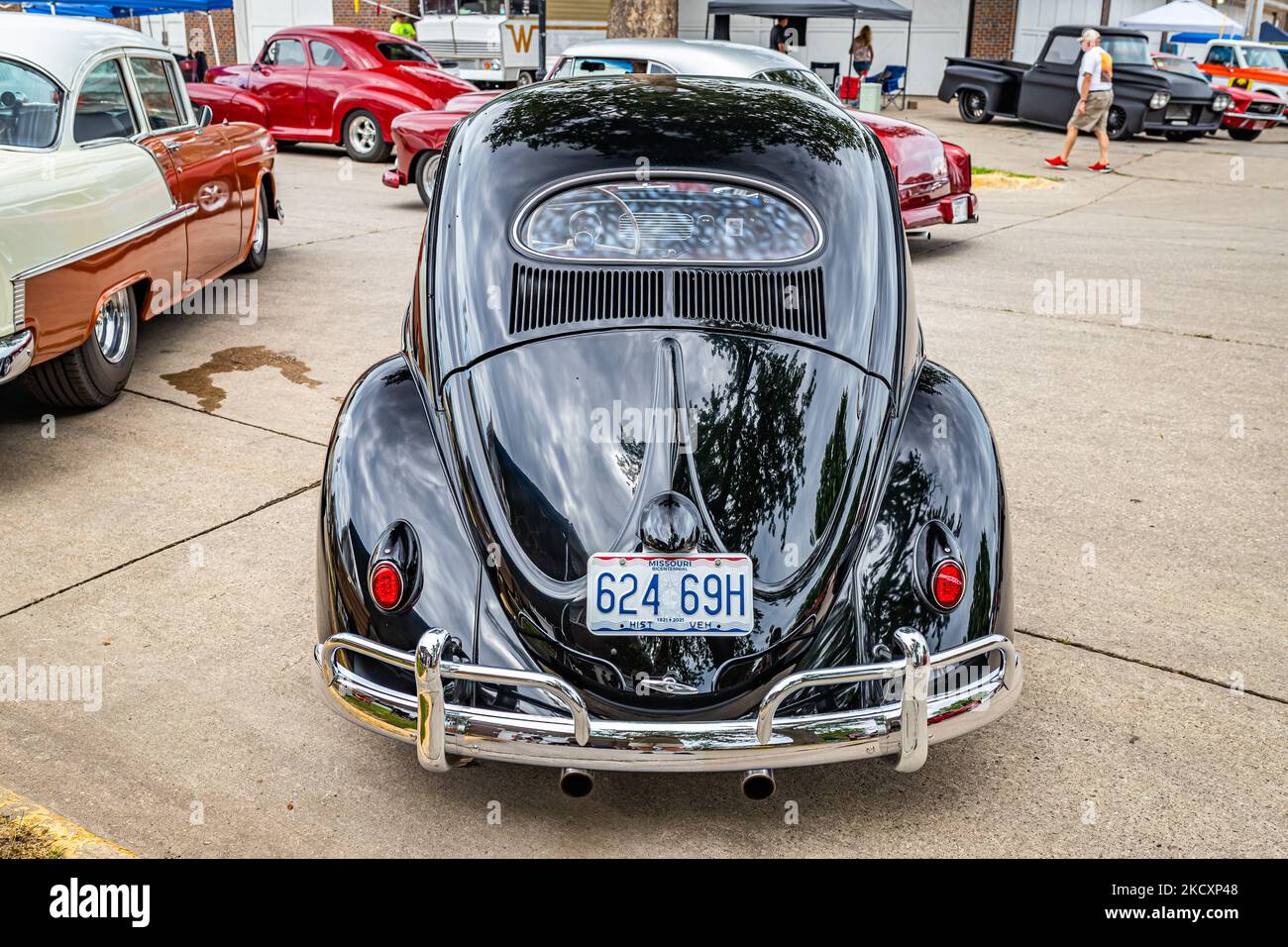 Des Moines, IA - July 01, 2022: High perspective rear view of a 1956 ...