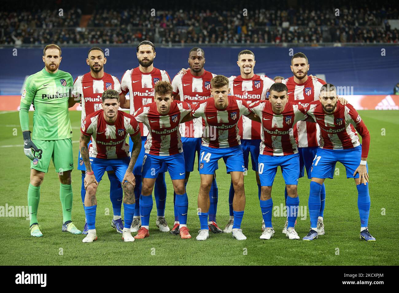 Atletico line up during the La Liga Santander match between Real Madrid ...
