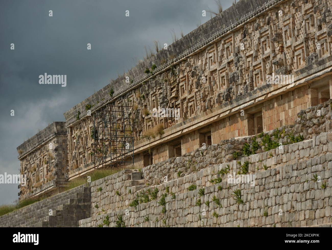 A view of the Governor's Palace facade inside the ancient Mayan city of ...