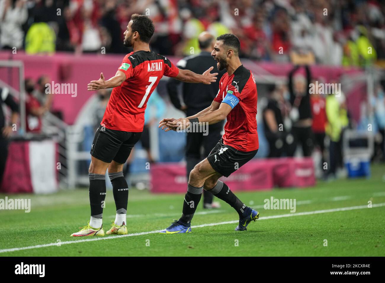 (7) AHMED REFAAT of Egypt team celebrate with teammate after score ...