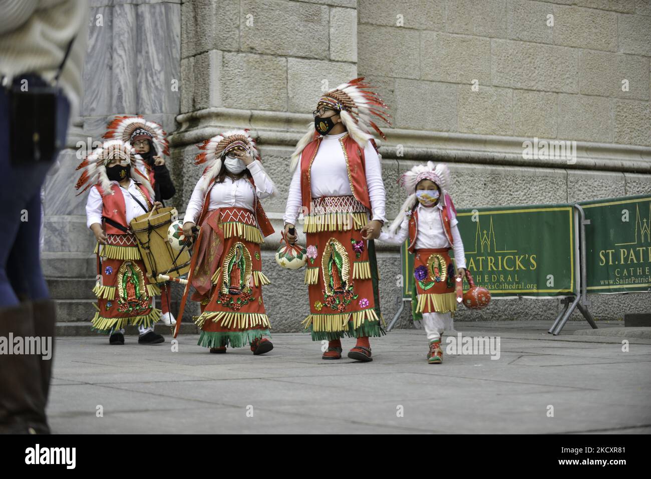 A Mexican group from New Jersey, Danza Guadalupana dances in front of ...